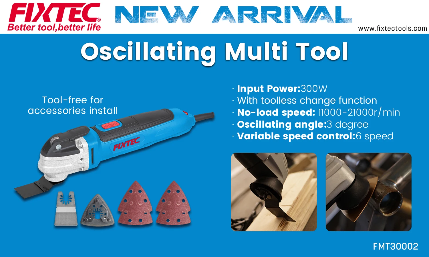 FIXTEC 300W Variable Speed Wood Oscillating Multitool Saw Blade Set ...