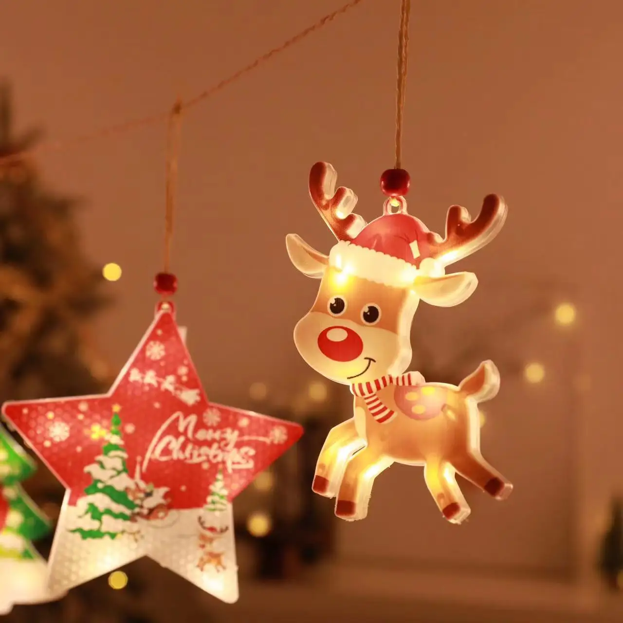 2023 Tiktok Stock Christmas Pentacle Curtain Outdoor Decoration String ...