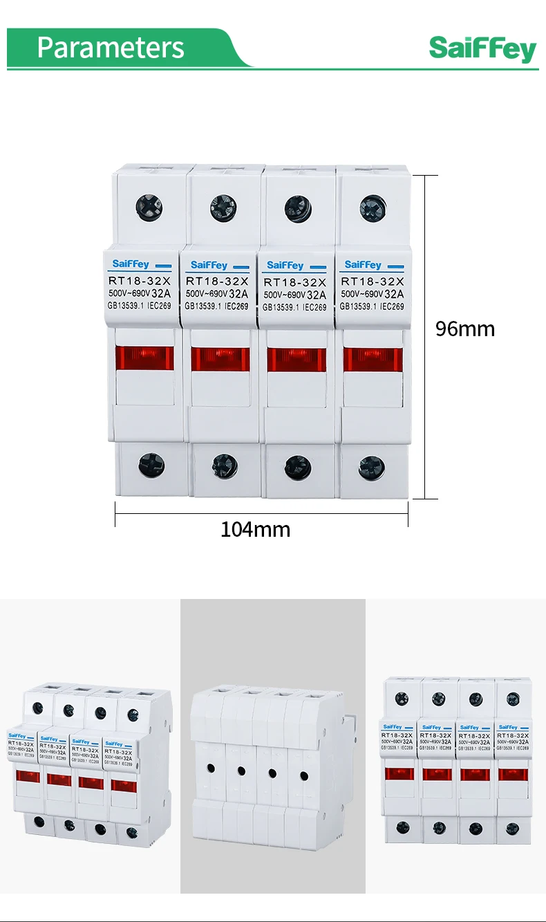 Rivet Type RT18-32X Din Railed Fuse Holder with LED Light