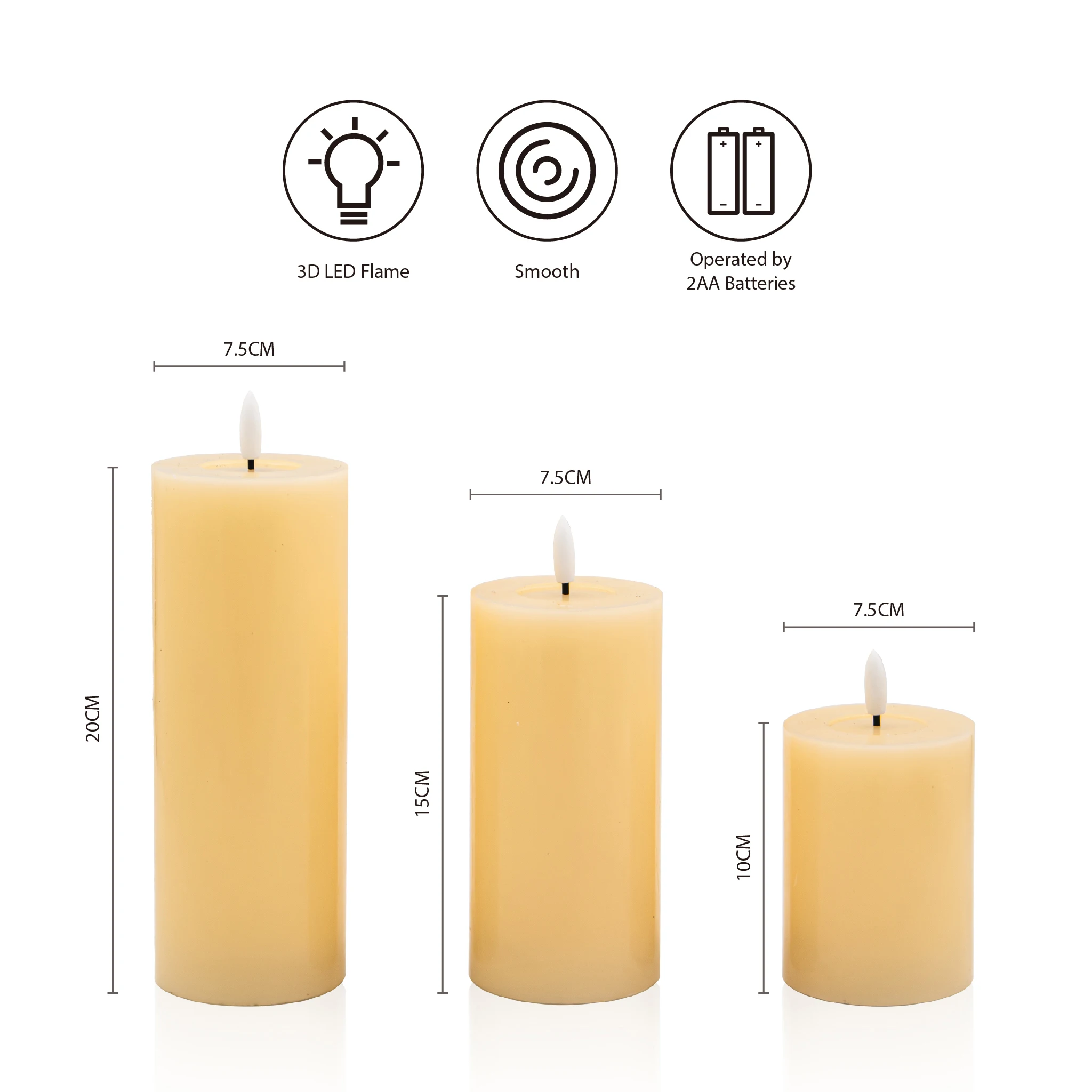 Custom Size Color Hot Sale Christmas Battery Flameless LED Candle Light ...