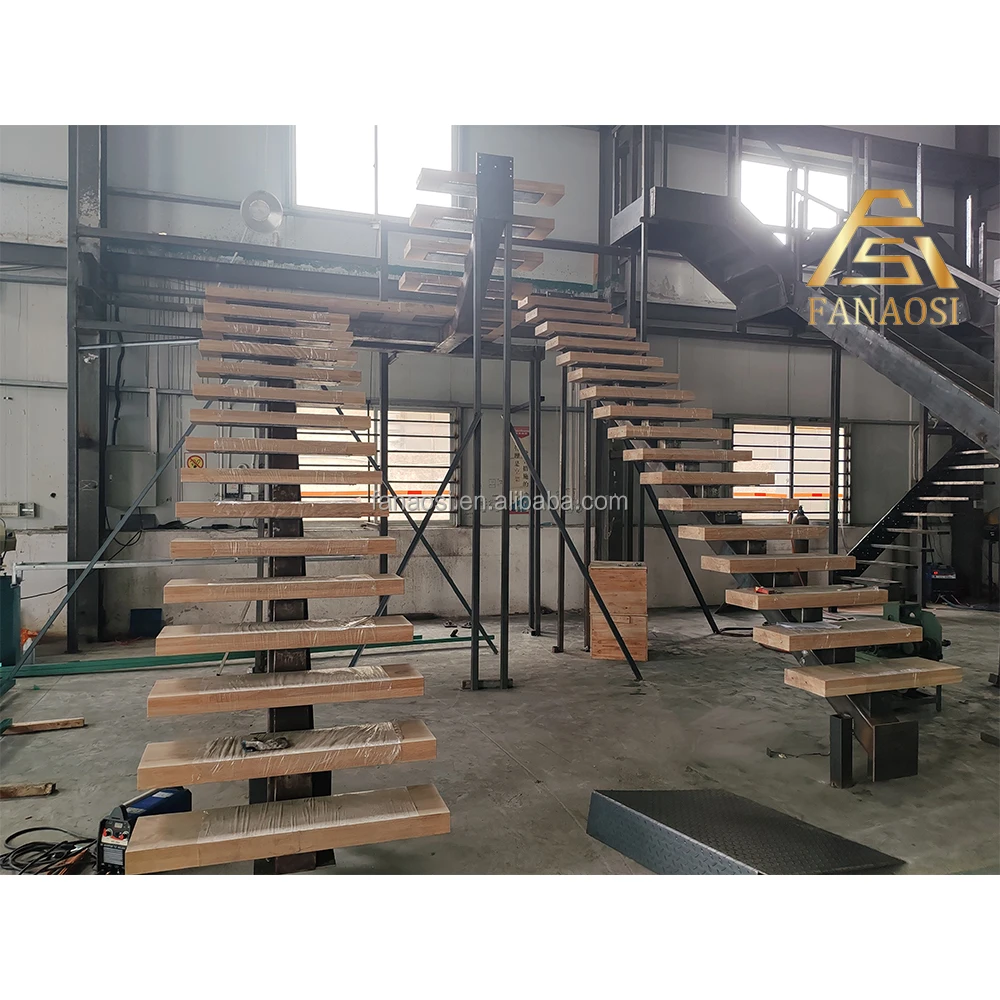 Modern Customize Interior White Step Staircase Double Railing Stairs ...