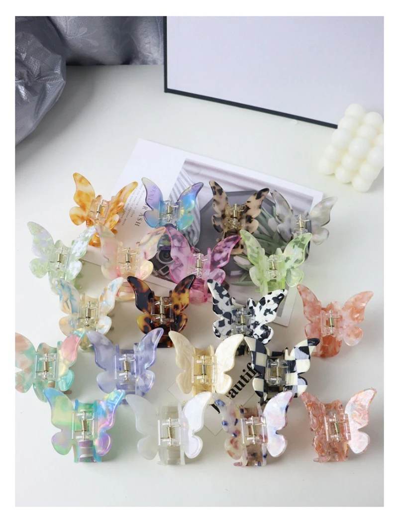 Women Girls Korean Butterfly Cellulose Acetate Hair Claw Clip Hair ...