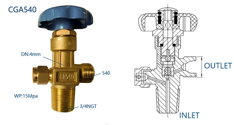 Oxygen Cylinder Valves CGA540 CGA320 CGA580 - Reliable & Durable