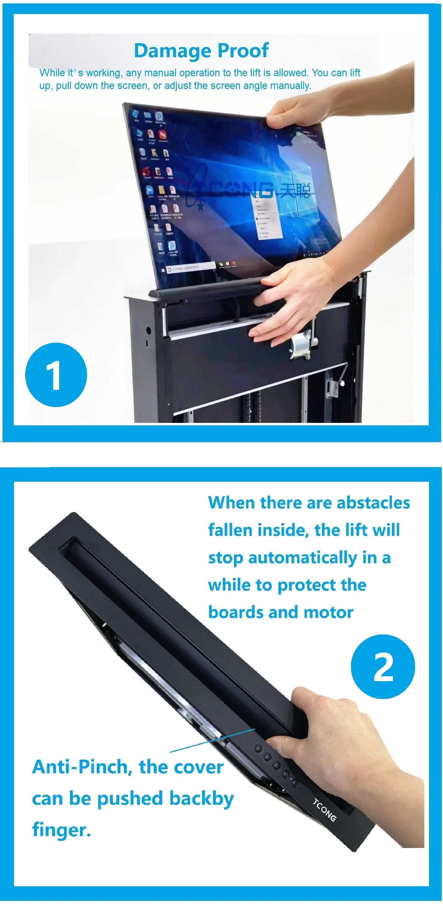 Retractable Monitor Lift HD Touch Screen Pop up Monitor Lift Paperless ...