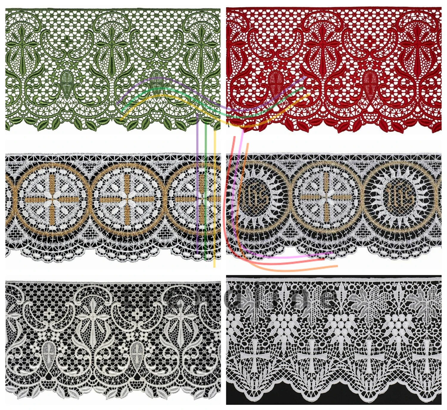 Liturgical Ecclesiastical Embroidery Cross Patterned Voile