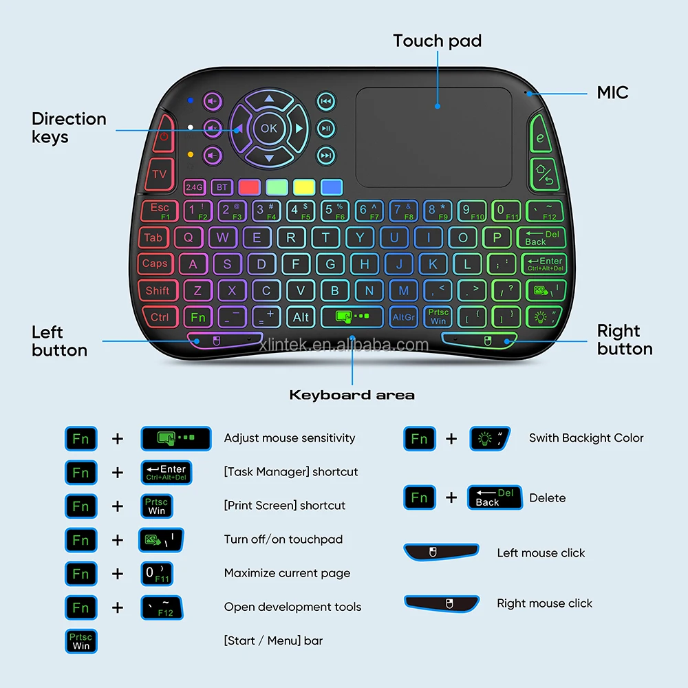 M9 Mini Wireless Keyboard - Touchpad Combo with Voice Control