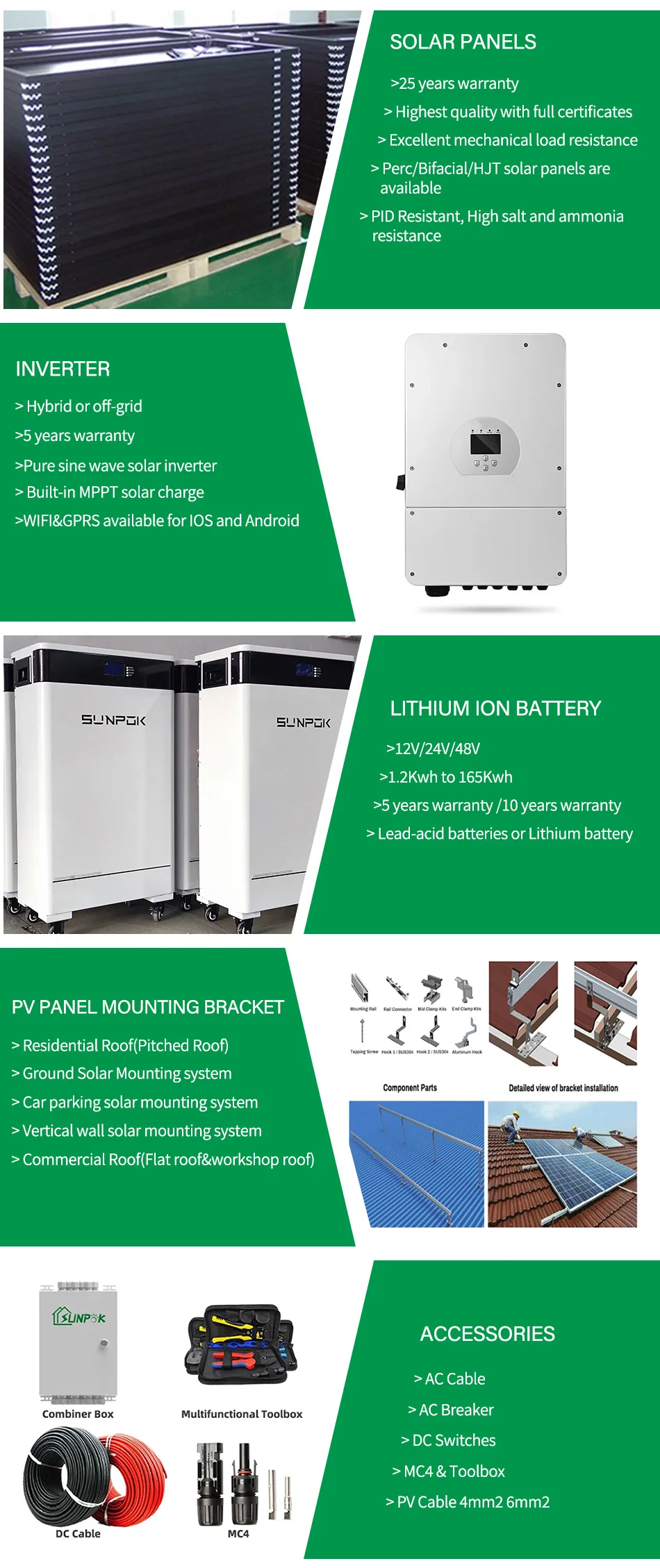Sunpok 3-Phase Solar System Module 50Kw MPPT Controller Complete 6Kw ...