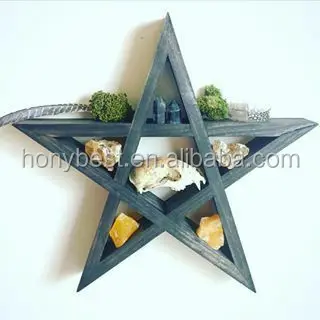 Custom Stain Timber Wall Mount Organizer Rack - Round Shelf