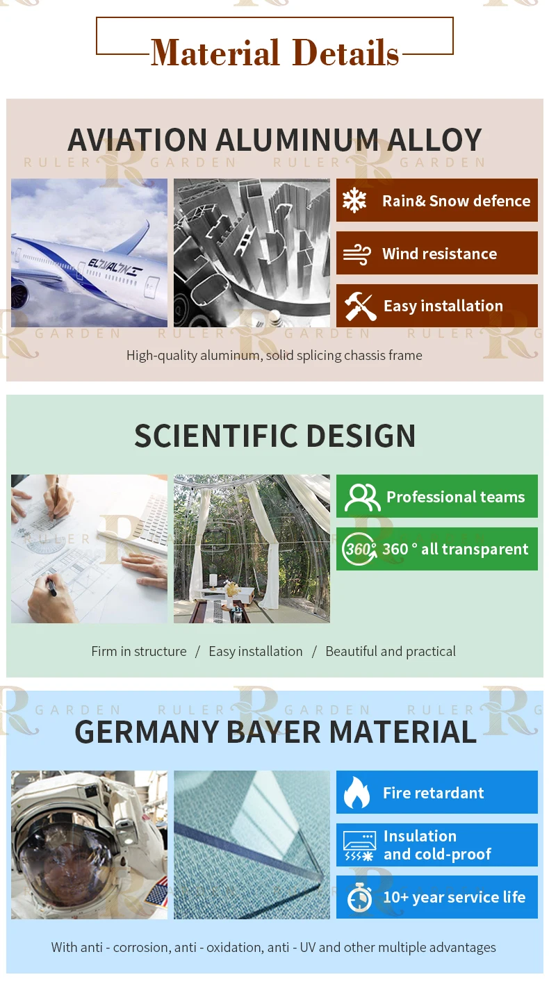 Bayer Material Clear Prefab Dome Houses 5.3+2.1m Luxury Outdoor ...