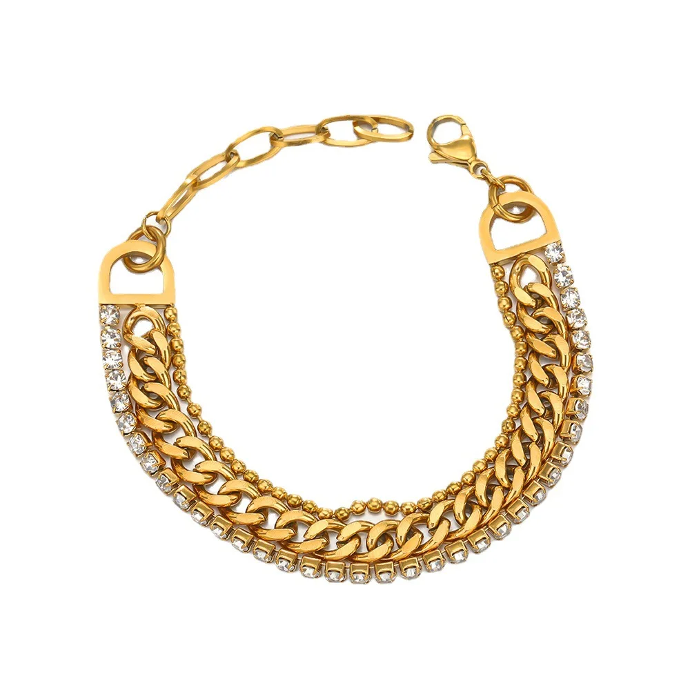Wholesale Women's Multi-Layer Stainless Steel Bracelet with Diamond ...