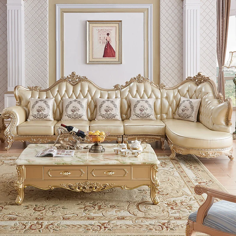 Luxury European Sofa - Pure Leather Couch for Living Room