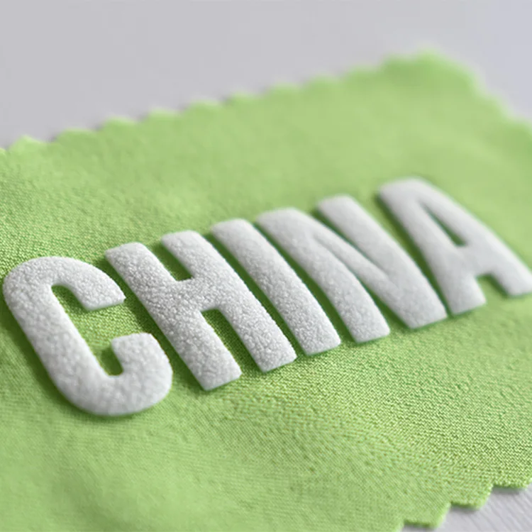 Custom Brand Label Puff Foam Clear Garment Embossed Sticker