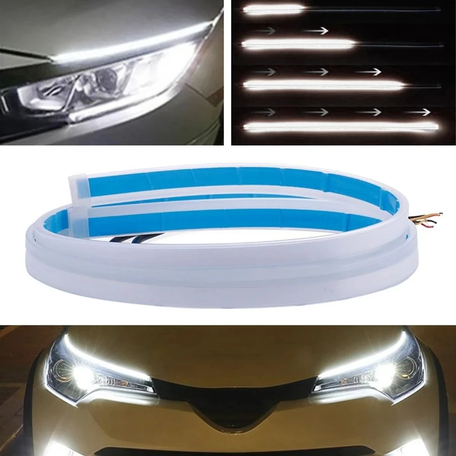 2pc Universal Dual Color Car Switchback Tube Car Led Drl Dynamic Light ...