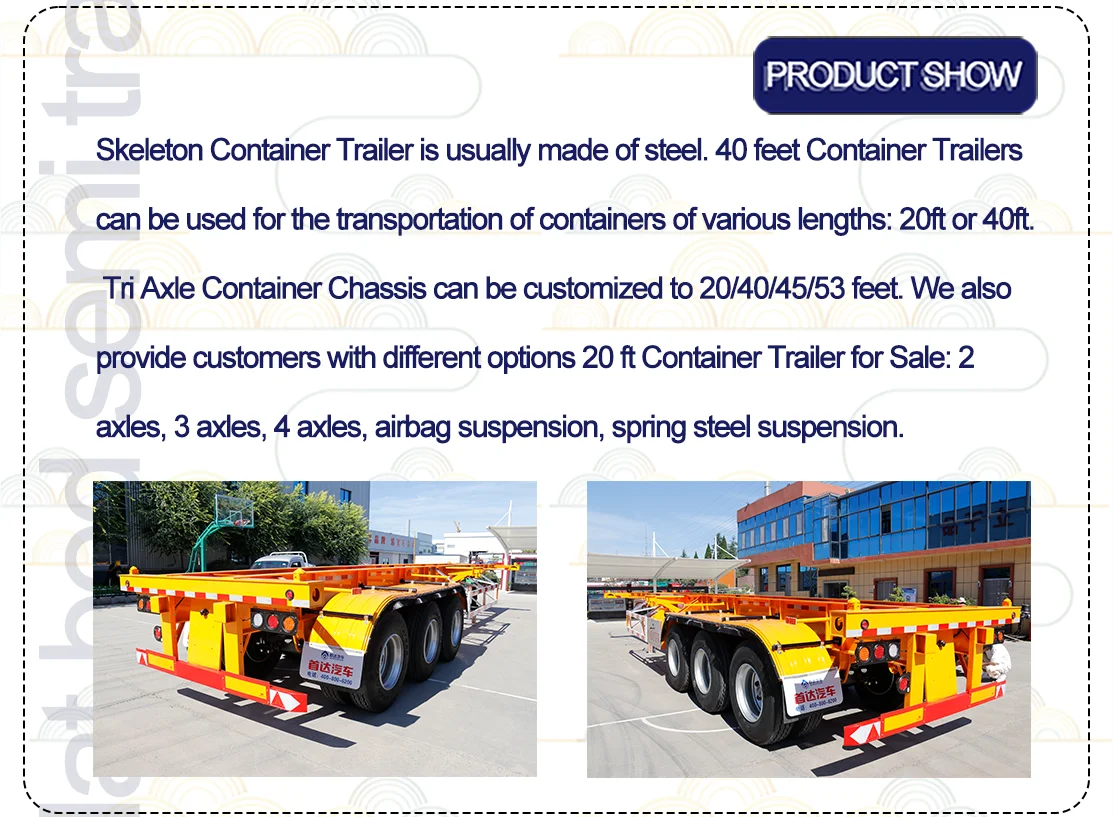 Aluminum 40ft Container Trailer Container Trailer Carrier Transporter ...