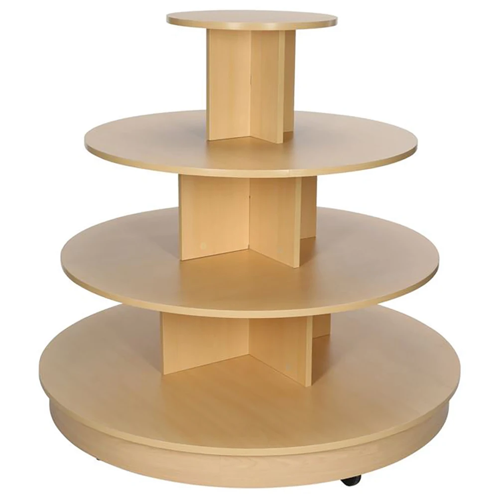 Hikuya 4 Tier Round Wood Display Table With Casters - Buy 4 Tier ...