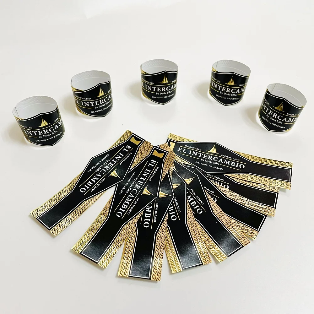 Luxury Art Paper Cigar Ring Label Band Custom Logo Printing Emboss Gold ...