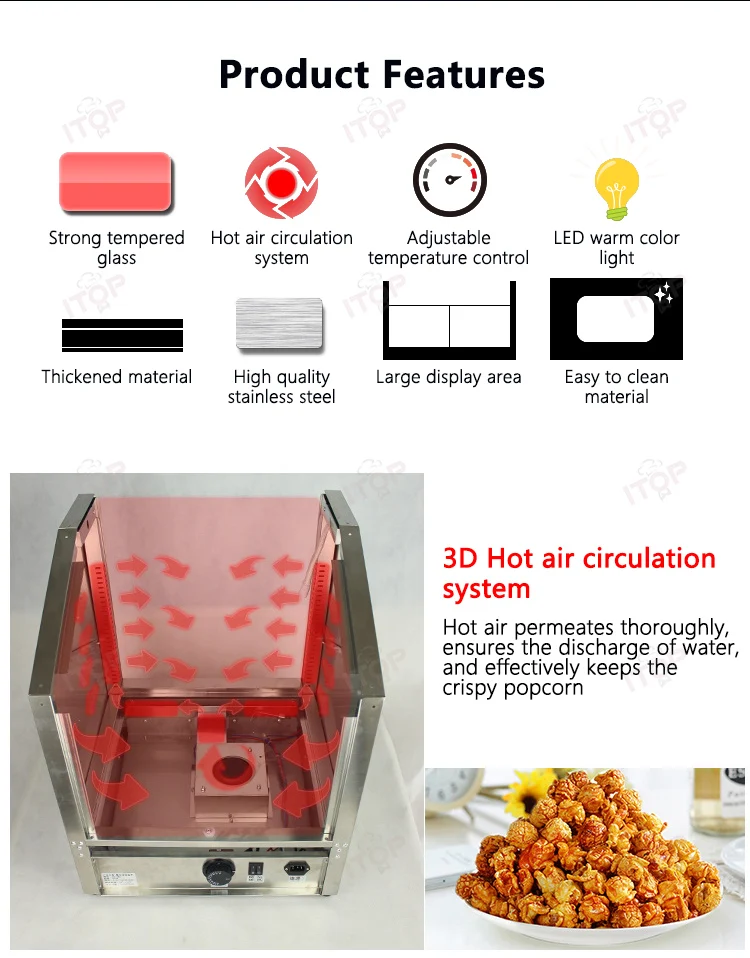 Commercial Electric Machine Warmer Display Cabinet Popcorn Display