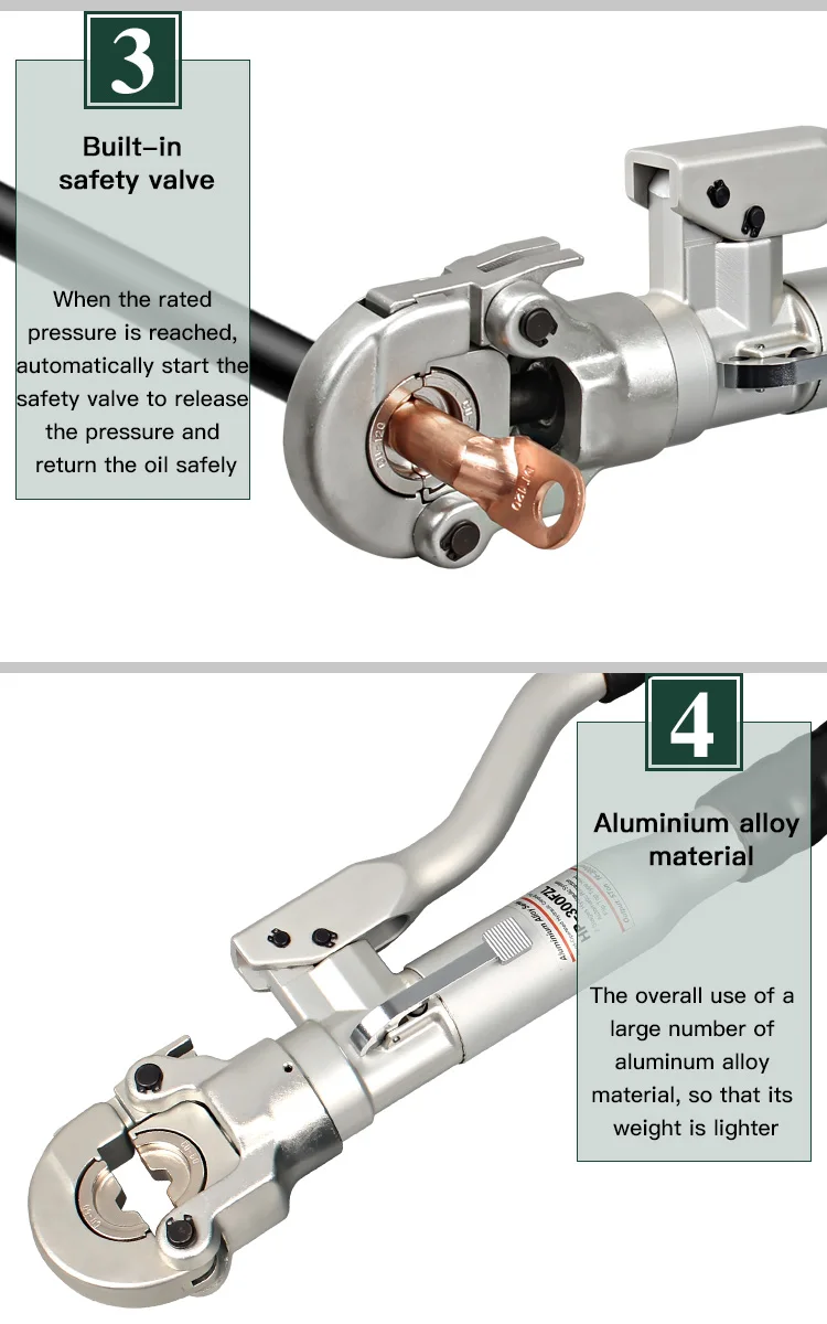 HP-300FZL Hydraulic Cable Crimper 16-300mm2 with Latch Type Rotatable ...
