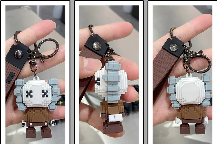 Hot Building Blocks Cartoon Kaw Doll Key Chain Cute Couple Jewelry Key ...