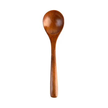Long Handle Wooden Mixing Soup Spoon Unique Design Thread Decorated ...