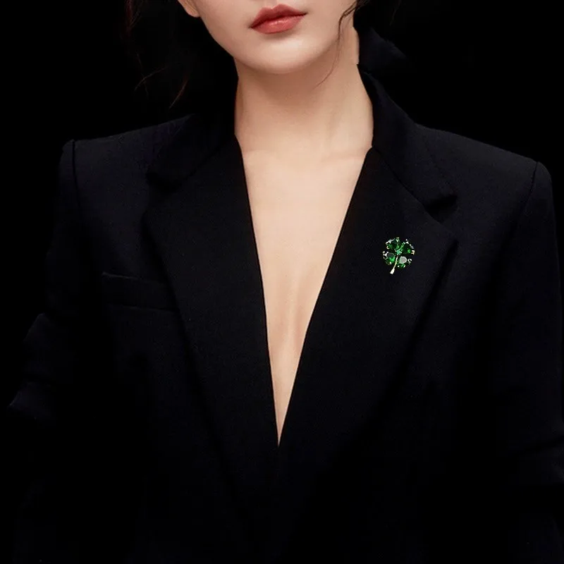 Luxury Broche Designer Four Leaf Clover Brooches Women Elegant Gemstone ...