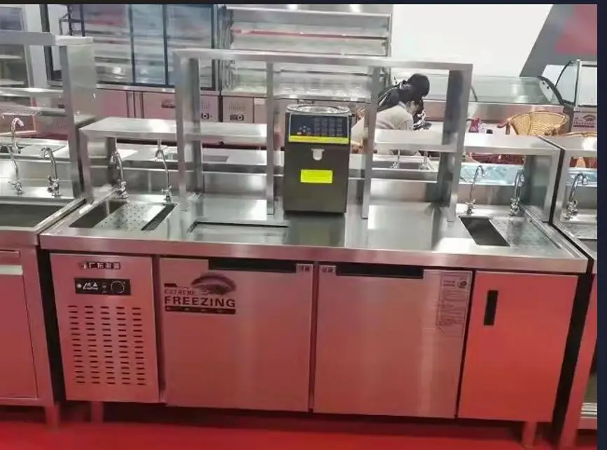 Fest Stainless Steel Boba Tea Station Customized Chiller Freezer Table ...