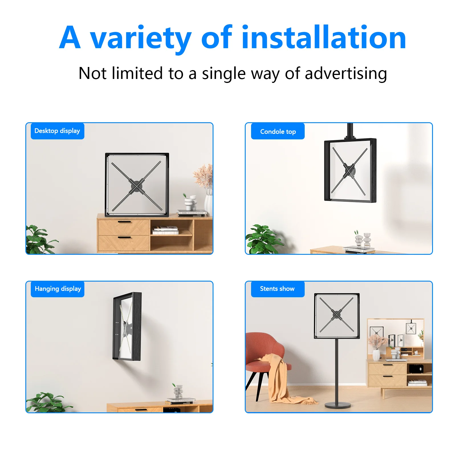 New Model 3D Hologram LED Screen Fan with Protective Case 42 45 50cm 4 ...