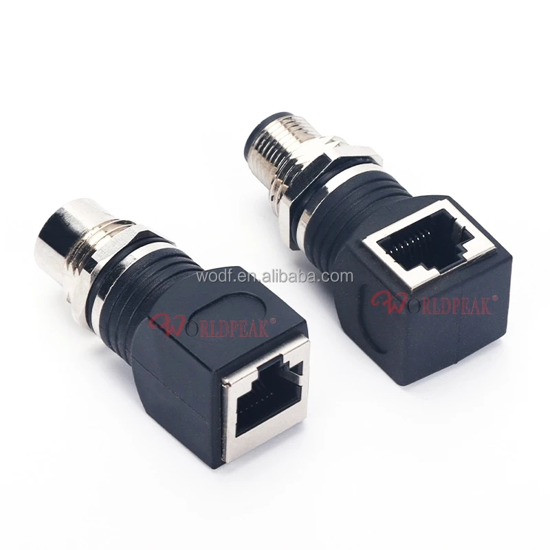 M12 to RJ45 Bulkhead Connector D Code Waterproof M12 4 Pin Female to ...
