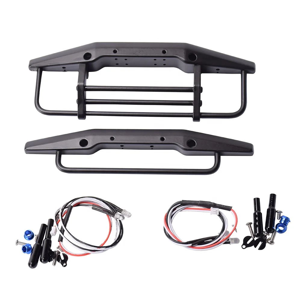 1/10 Rc Crawler Car Metal Bumper Front And Rear Bumper With Led Lights ...
