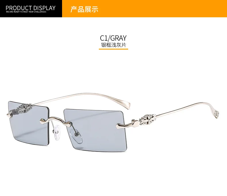 Mejores T805 Small Rectangle Rimless Sunglasses Uv400 Metal Vintage ...