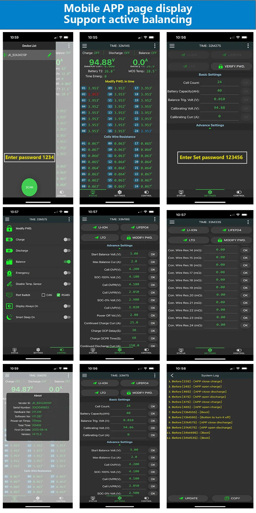 Jk Smart Bms 0.4a Active Balance 40a Charge Protect Current 17s 20s 24s ...