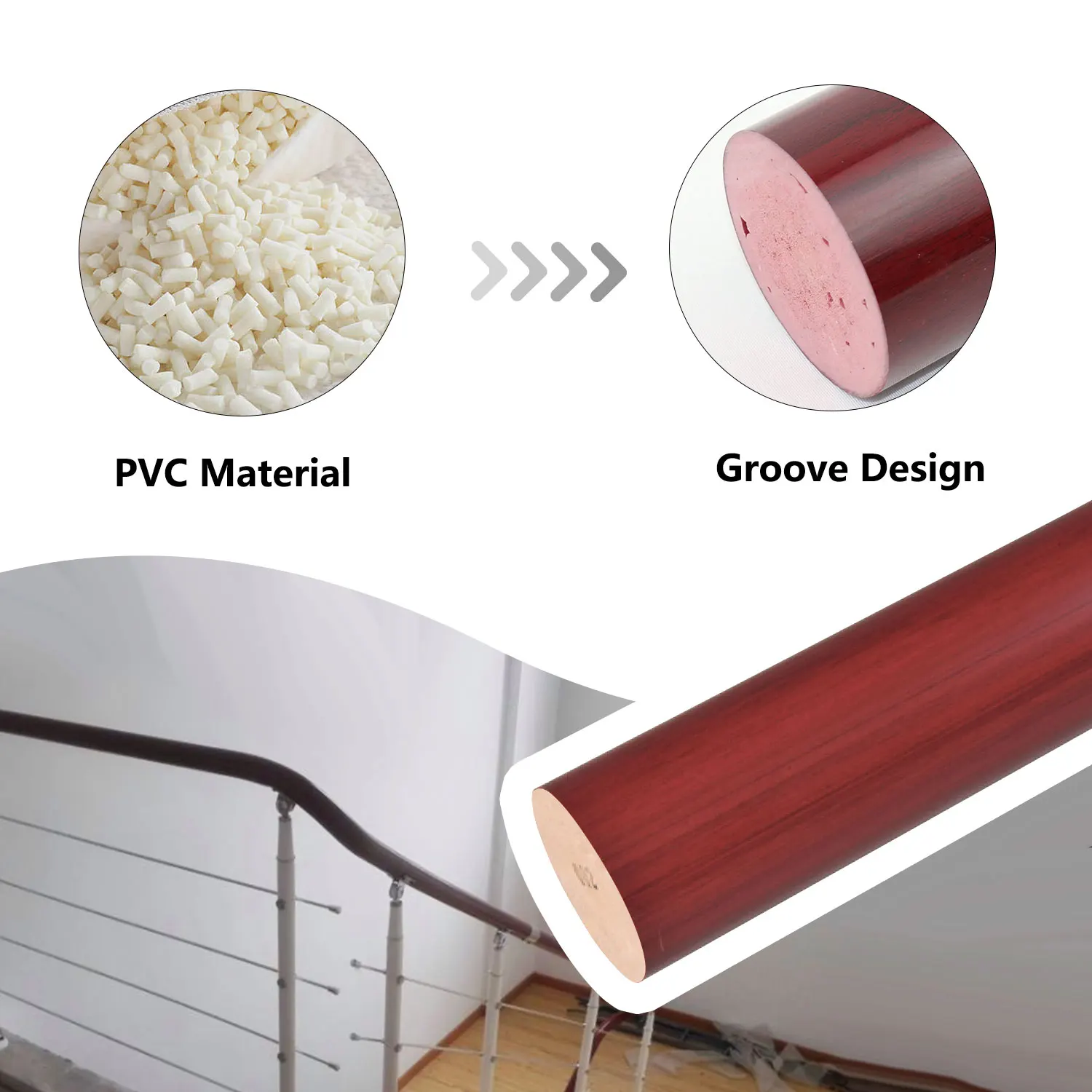 Pvc Handrail/railing Stair Parts Home Decor - Buy Pvc Stair Handrail ...