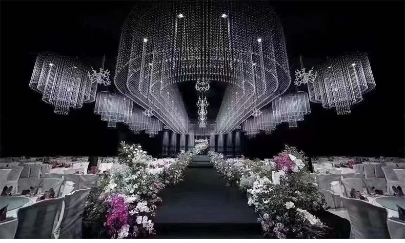 Luxury Wedding Ceiling Drapes with Crystal Acrylic Beads