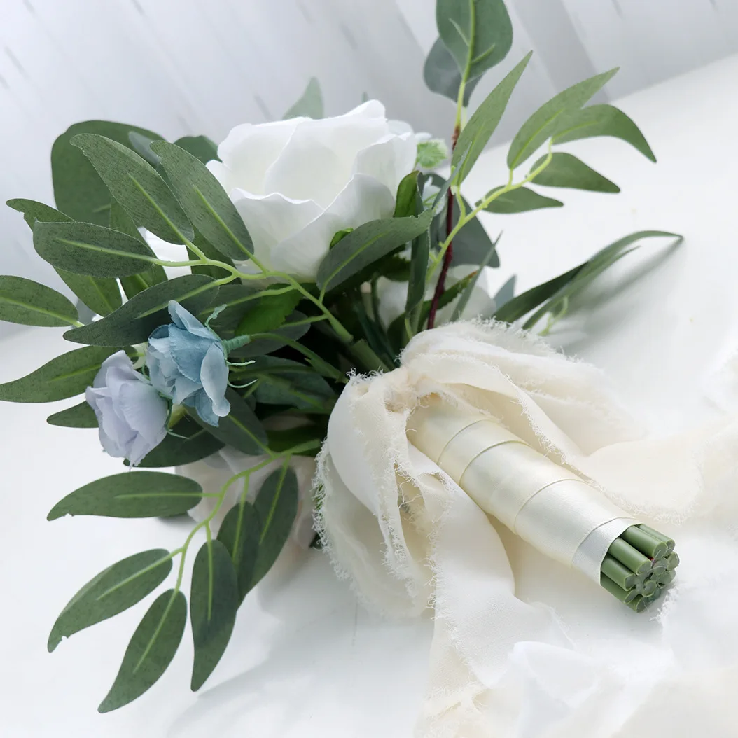 2024 2024 White Silk Artificial Wedding Flower Bouquet Bridal Wedding ...