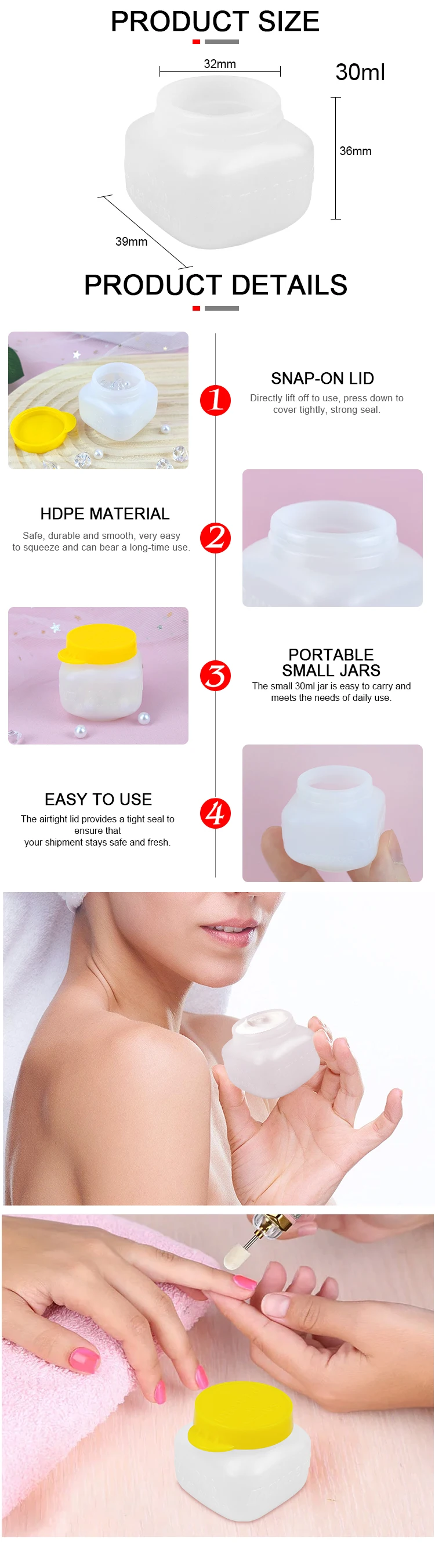 Pet White Round Plastic Container 500g Reusable Detergent Powder Jar ...