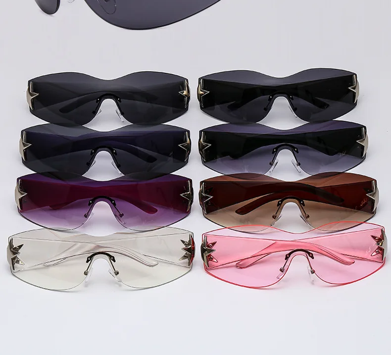 Modern Frameless One-piece Glasses Stylish Driving Windproof Sun ...