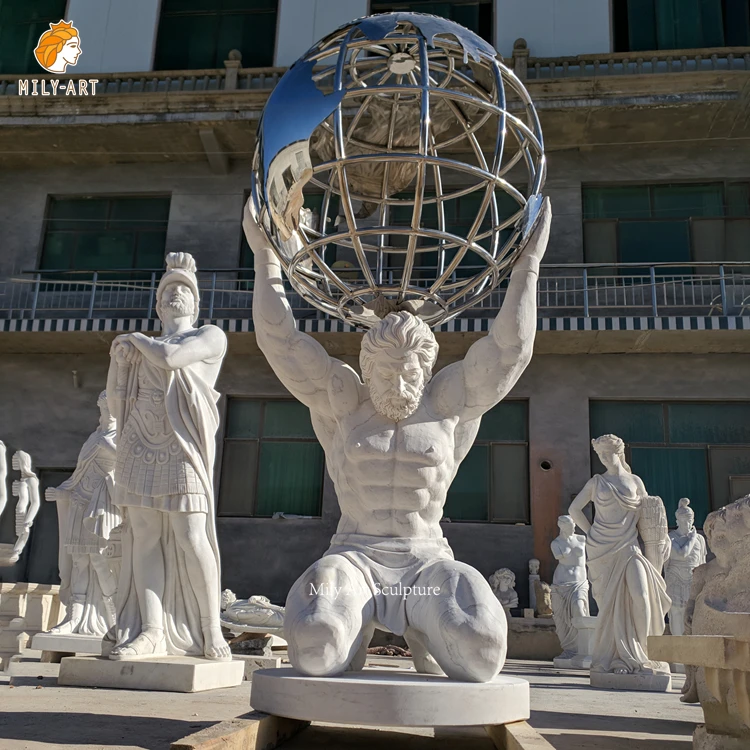 MILY Life Size Classic Hand Carved Marble Atlas Statue Sculpture Greek ...