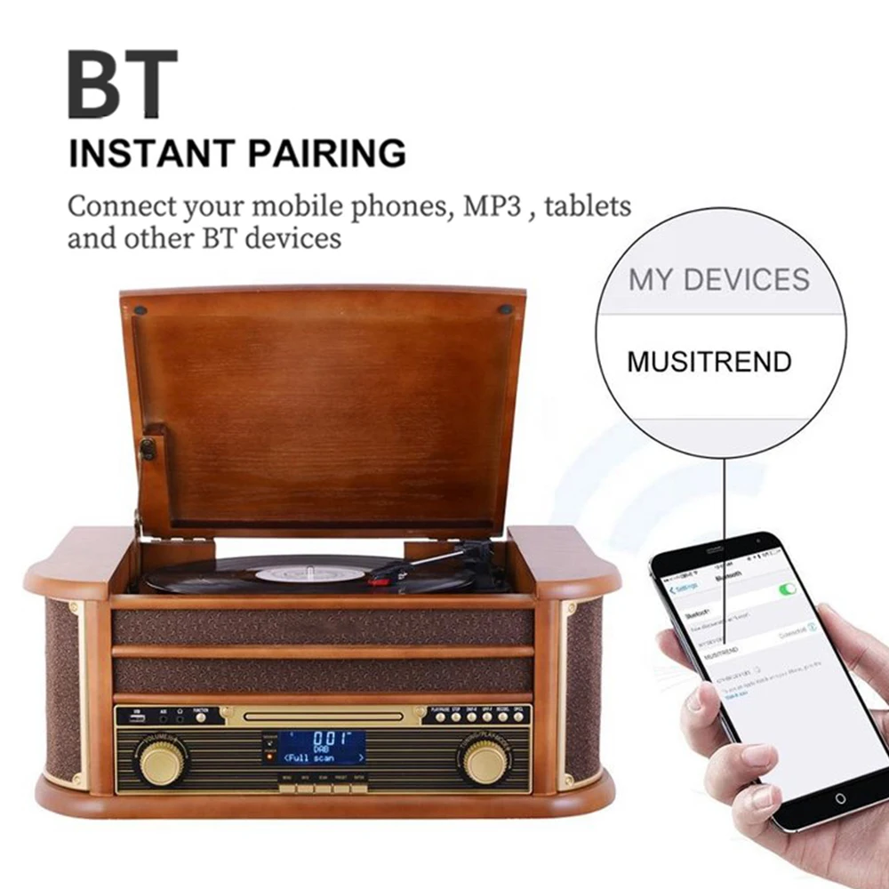 Wanling Multi Turntable Player - CD/USB/SD Record Radio