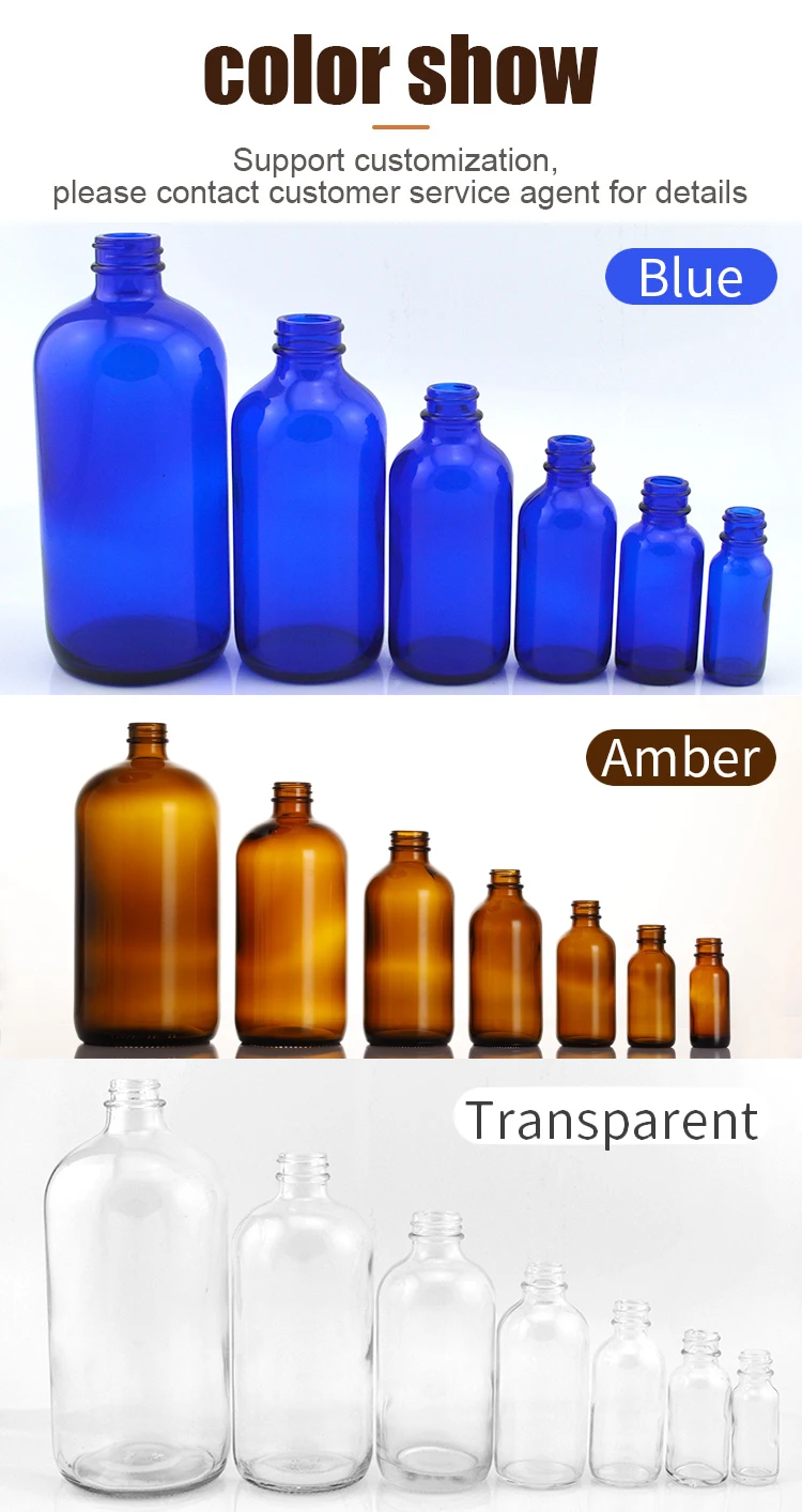500ml Customized 16oz Amber Bule Clear Color Medicine Boston Round ...