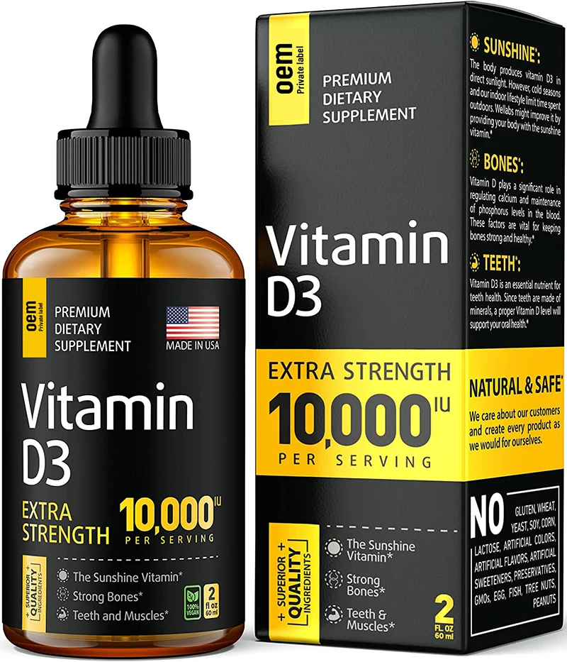 Health Care Organic Vitamin D3 & K2 60ml Drops Dietary Supplement ...