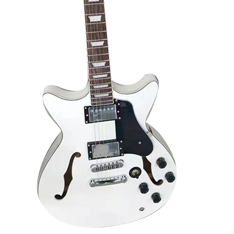 Left Hand White Semi Hollow Body Guitar Electric Guitar Oem Ja - Buy ...