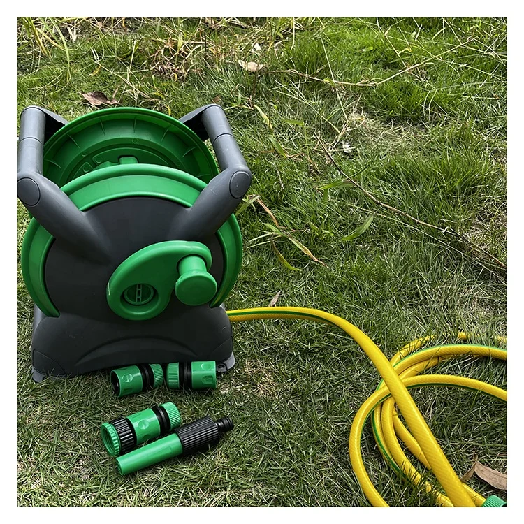 15M Hose Pipe with Fittings on Garden Mini Hose Reel Set
