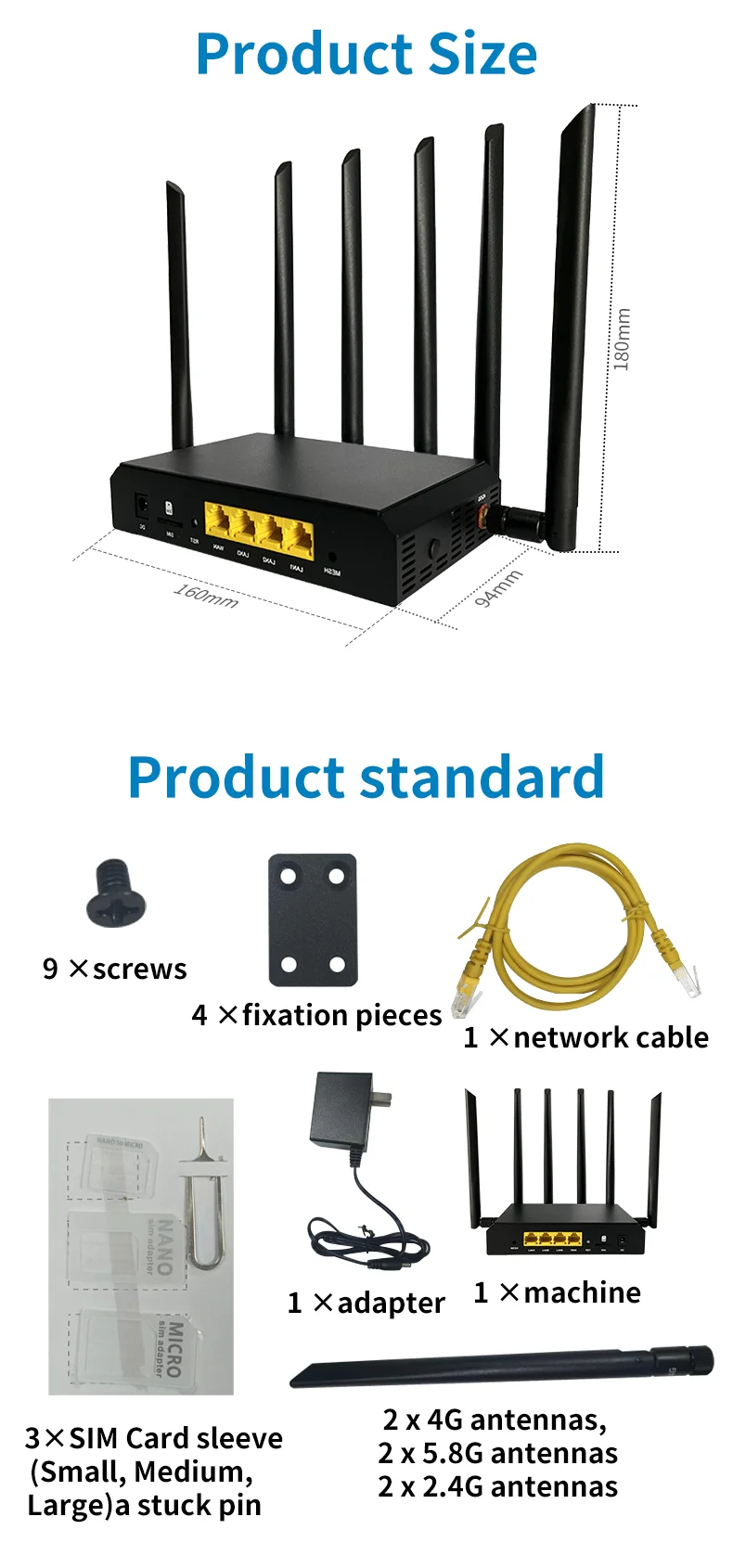 LAN Port 4G Router with SIM Card - 3 Lan + 1 Wan Ports