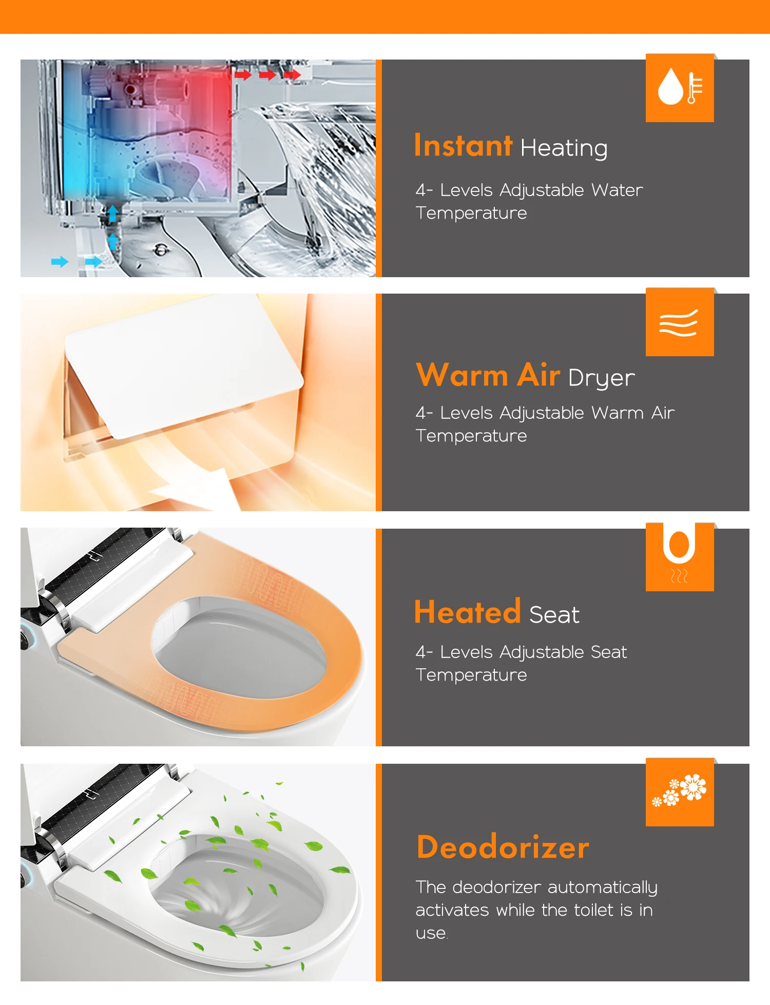 Smart Wall Hang Toilette Hidden Black and White Intelligent Toilet with ...