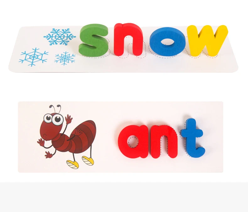 26 Letters Wooden Montessori Spelling Alphabet Sight Words Flash Cards ...