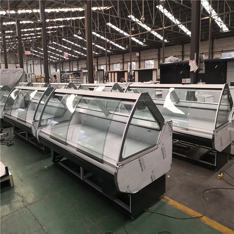 Deli Display Case Meat Glass Door Butcher Shop Supermarket Showcase ...