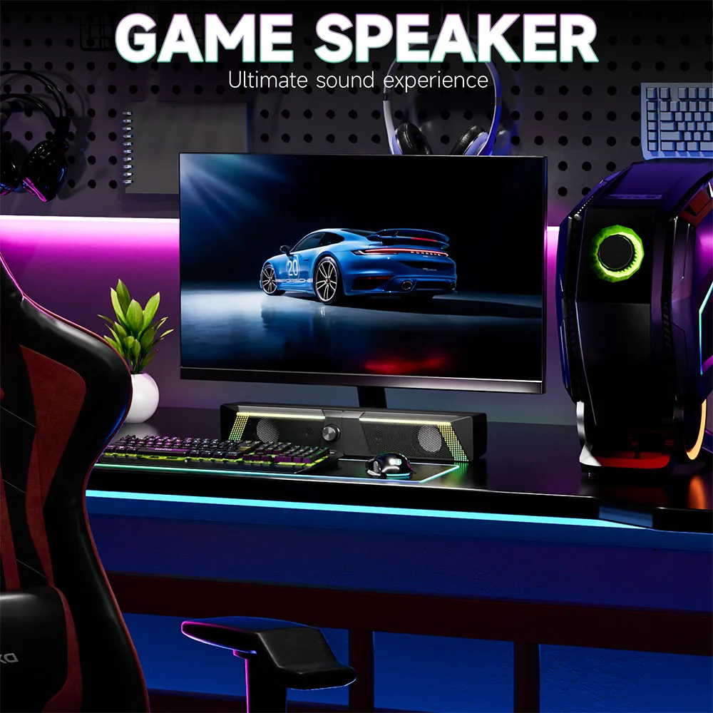 Gaming Speakers with RGB Lights - USB Powered Desktop Audio