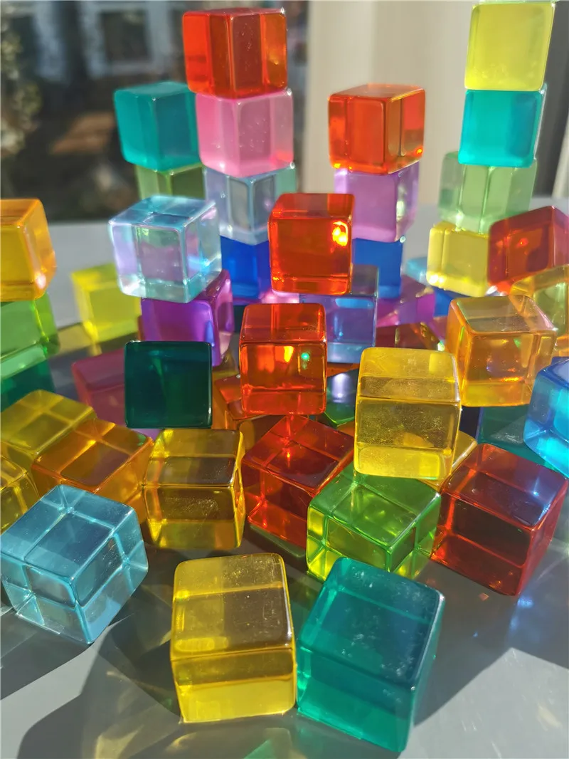 Rainbow Lucite Cube Stacking Building Blocks - Eco-Friendly Toys
