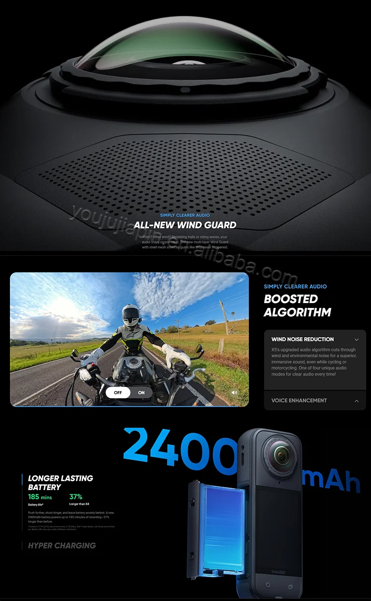 Original Insta 360 X5 New Arrival 360 Action Camera 2400mAh 8K Video ...
