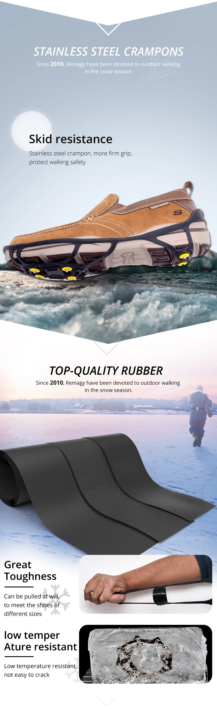 Sports Shoes Gripper Durable Anti Slip Tpr Ice Crampons For Hiking ...